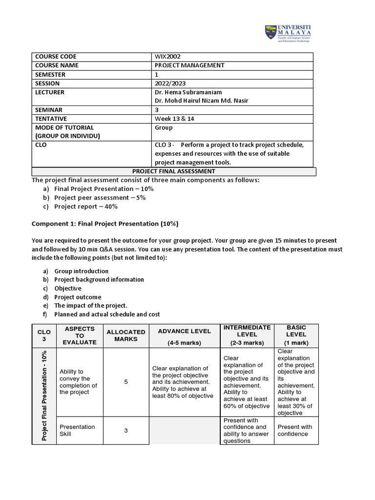 Project Final Assessment - F2F PDF | PDF | Business