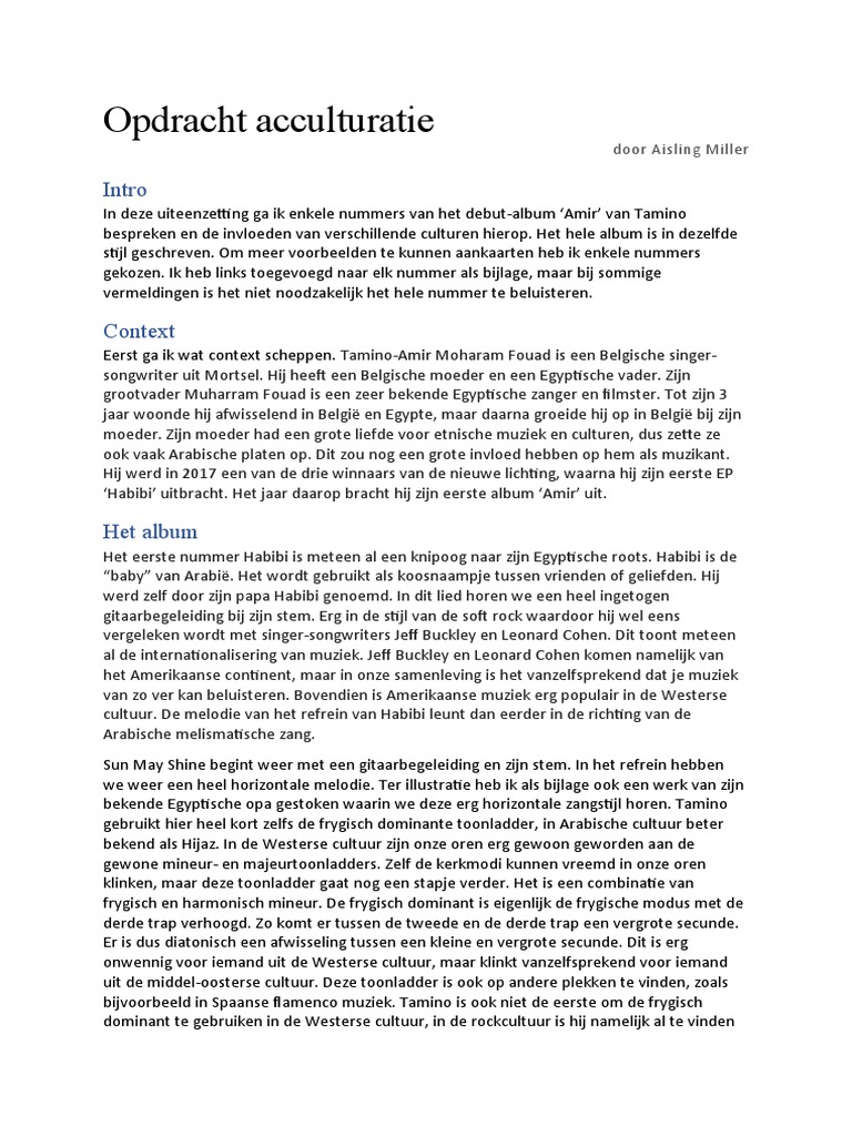 Opdracht Acculturatie - Aisling Miller | PDF