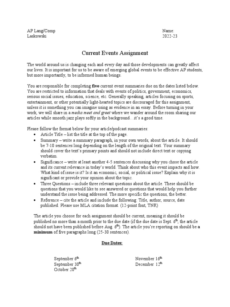 Current Event Assignment 22 231 PDF Communication