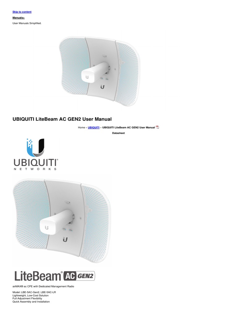 Litebeam Ac Gen2 Manual | PDF | Mobile App | Wi Fi
