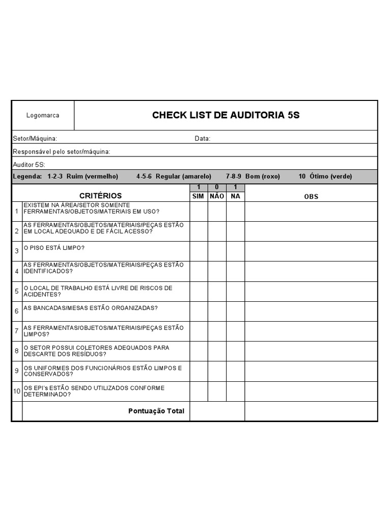 Check-List de Auditoria - 5S | PDF