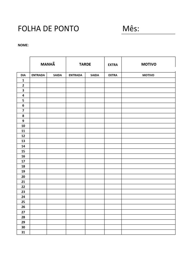 Folha de Ponto | PDF