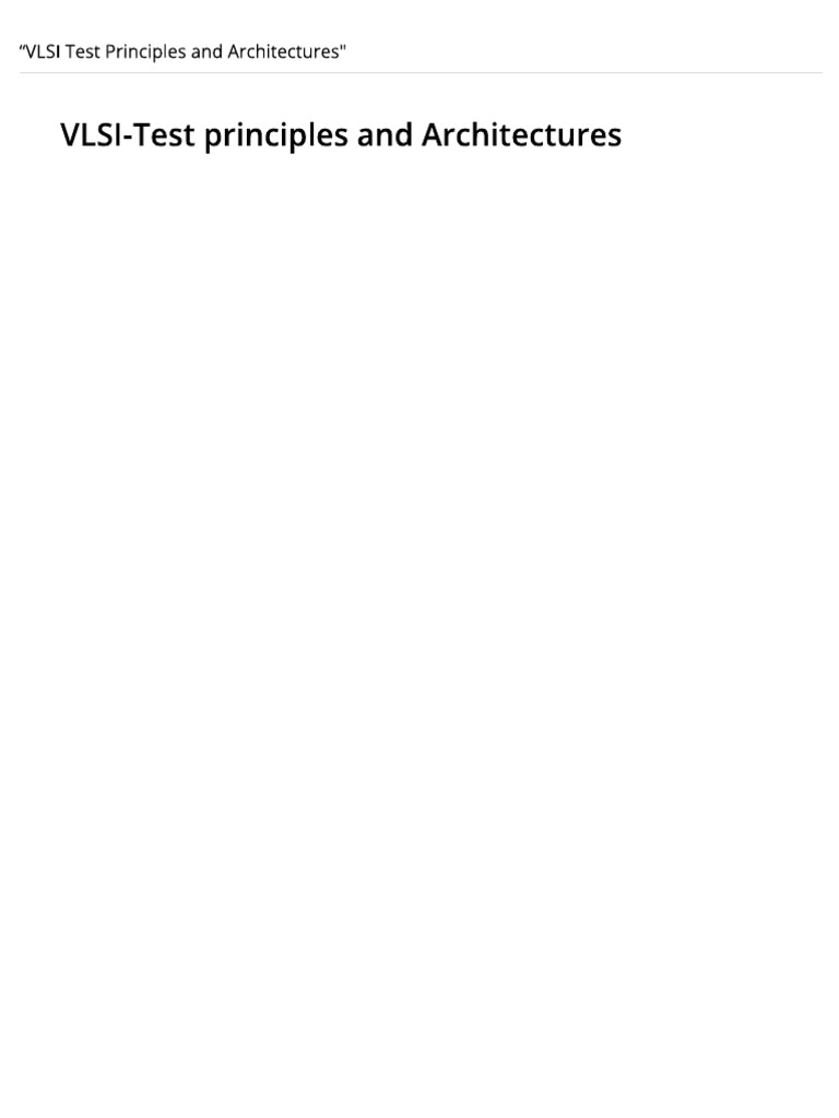 Vlsi Test Principles and Archi | PDF