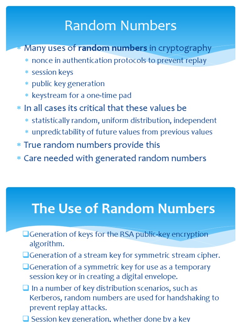 U3 2 Random Numbers | PDF | Key (Cryptography) | Security