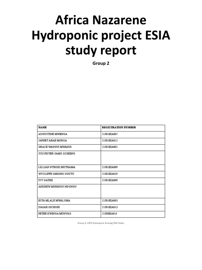 ANU Hydroponic Farming ESIA Report | PDF | Environmental Impact ...