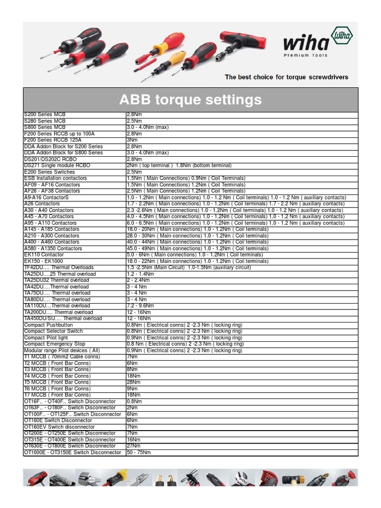 Torque Settings | PDF | Electrical Connector | Wire