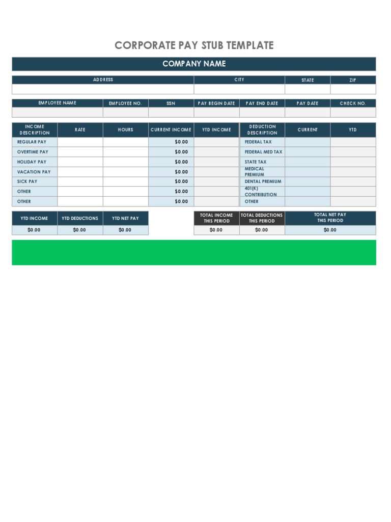 Corporate Pay Stub Template-PDF Reader Pro | PDF