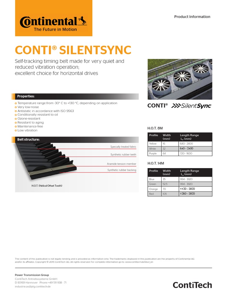 Datasheet CONTI SILENTSYNC EN | PDF | Materials