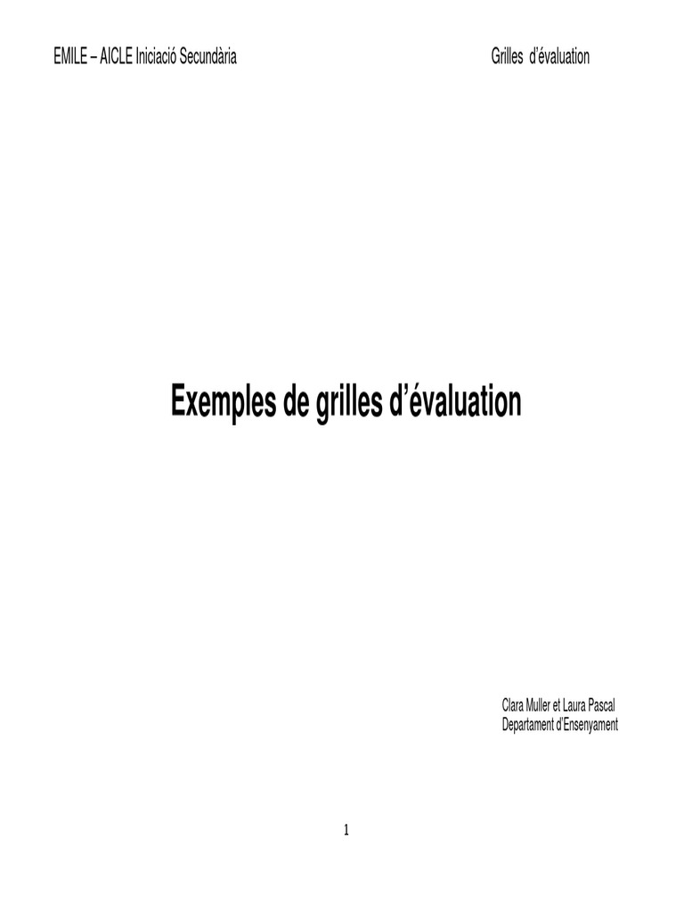Exemples de grilles d'évaluation | PDF