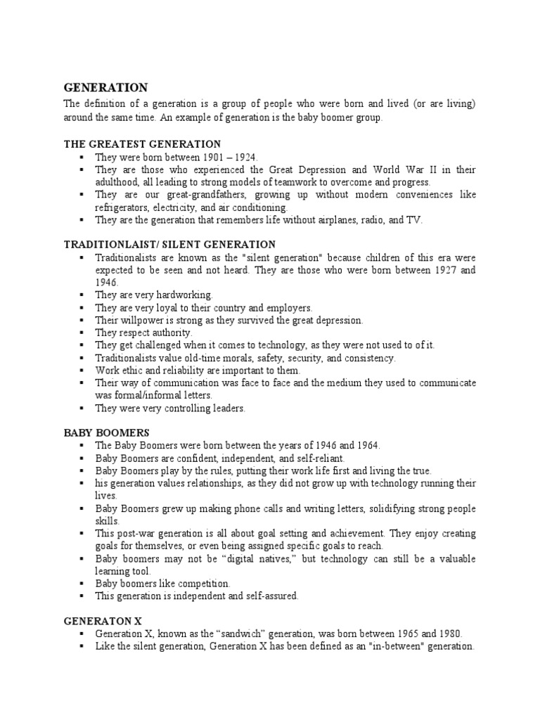 Defining Generations: Characteristics and Trends of Baby Boomers ...
