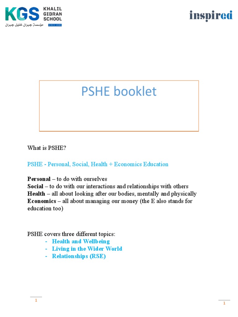 BOOKLET Year 8 Pshe | PDF