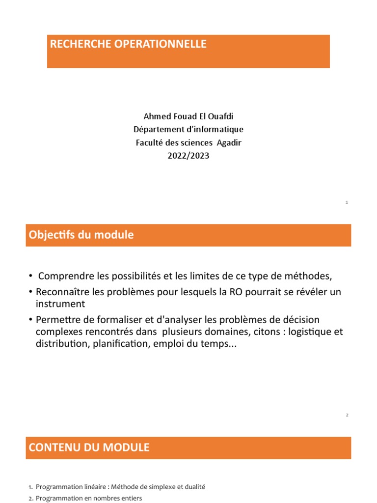 Cours Optimisation | PDF | Recherche opérationnelle | Optimisation linéaire