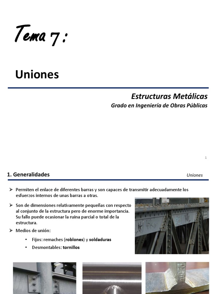 Uniones en Estructuras Metálicas | PDF | Tornillo | Soldadura