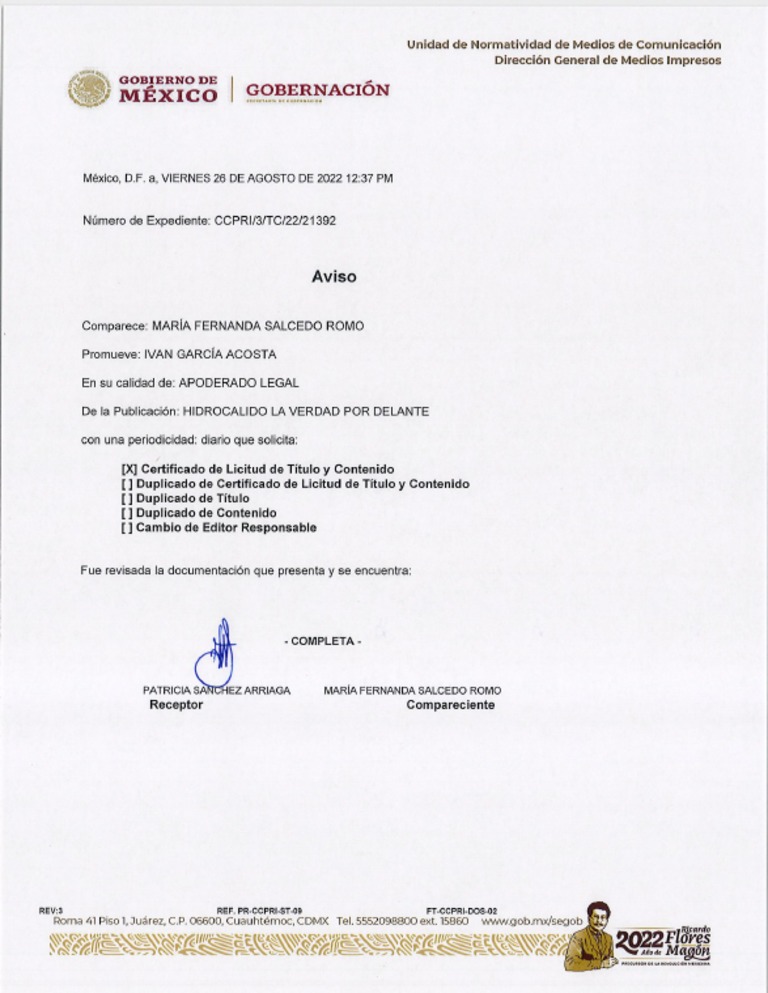 Acuse de Ingreso Del Trámite de Certificación | PDF