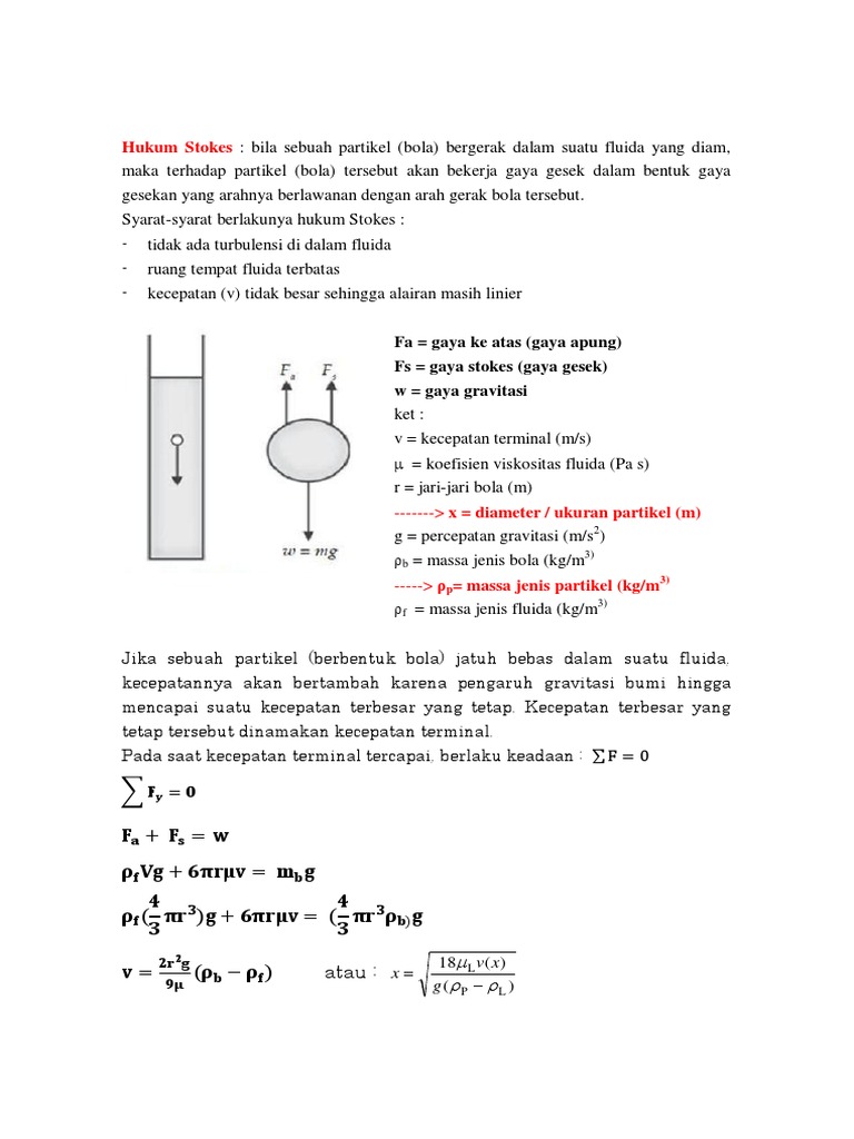 Hukum Stokes dan Ukuran Partikel | PDF