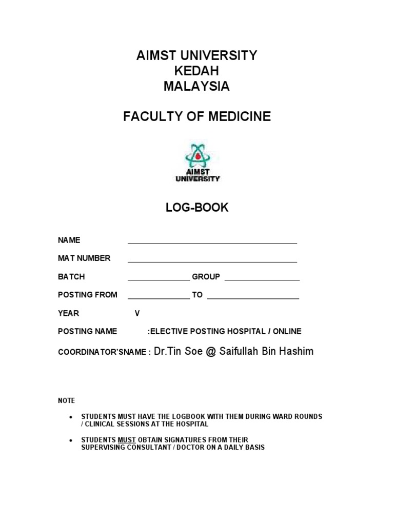 REvised Log Book For Electives - CONFIRM | PDF | Hospital