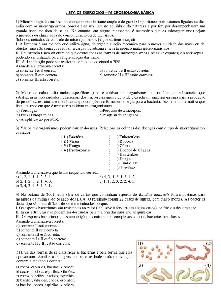 Lista de Microbiologia Geral 2 | PDF | Resistência antimicrobiana | Microrganismo