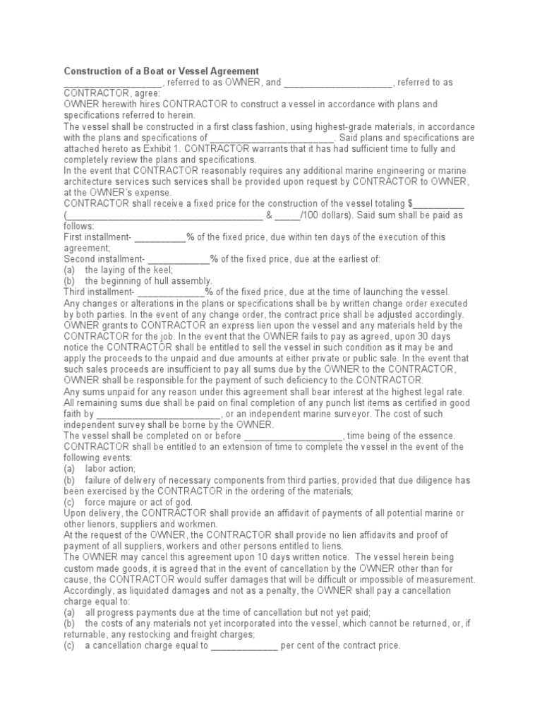 Construction of A Boat or Vessel Contract | PDF | Arbitral Tribunal | Lien