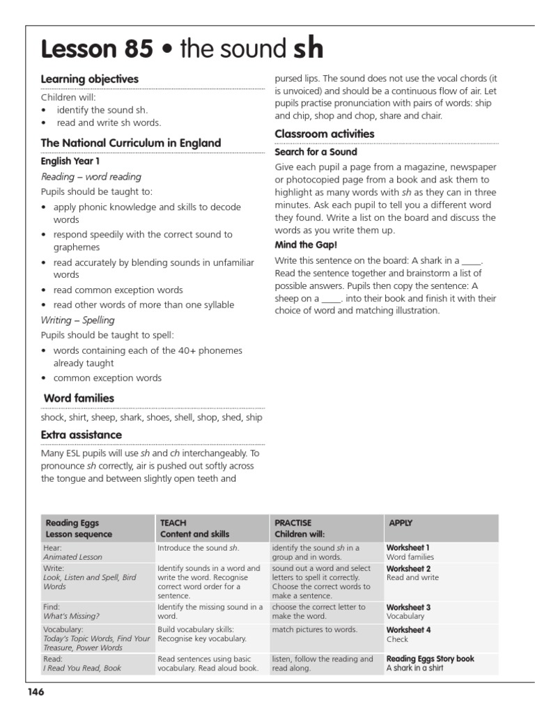 Lesson 85 m9 The Sound SH | PDF | Applied Linguistics | Linguistics