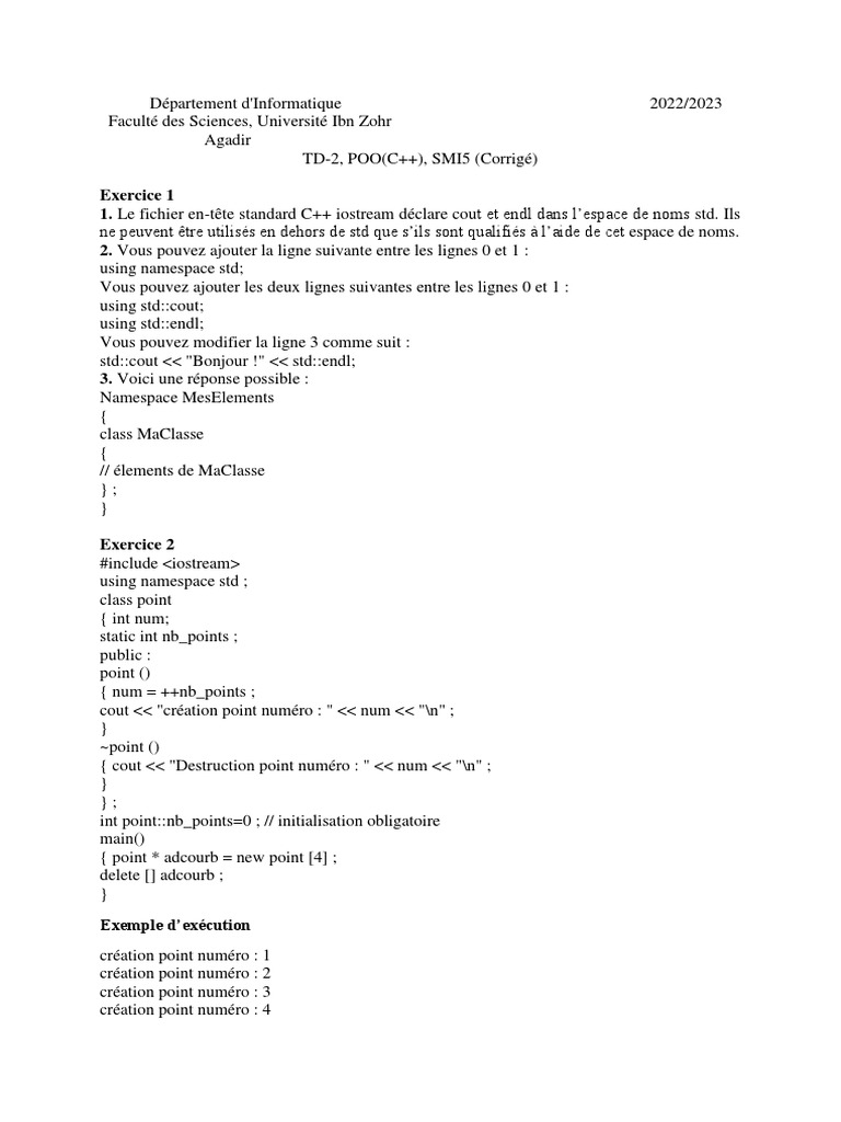 Corrigé TD TP2 | PDF | C ++ | Informatique