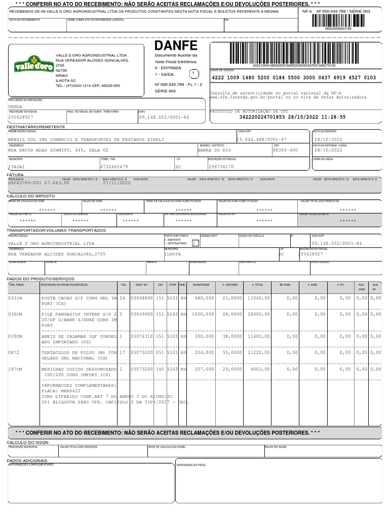 Danfe | Download grátis PDF | Recibo | Economia de negócios