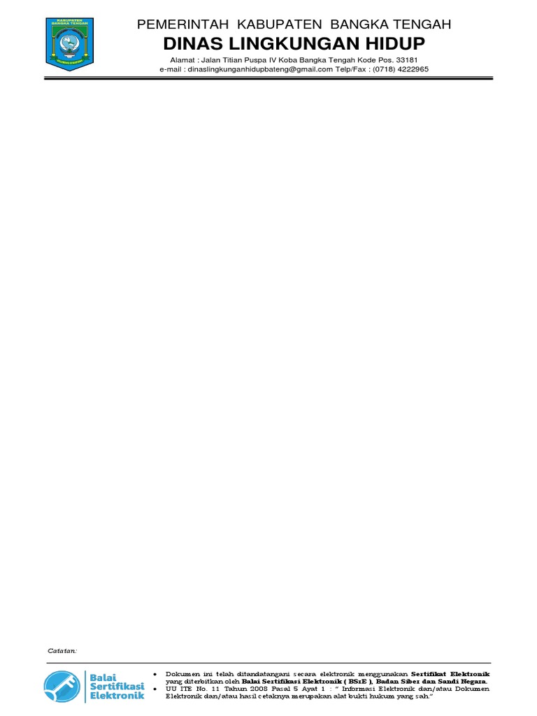 KOP Dan Footer Surat TTE DLH | PDF