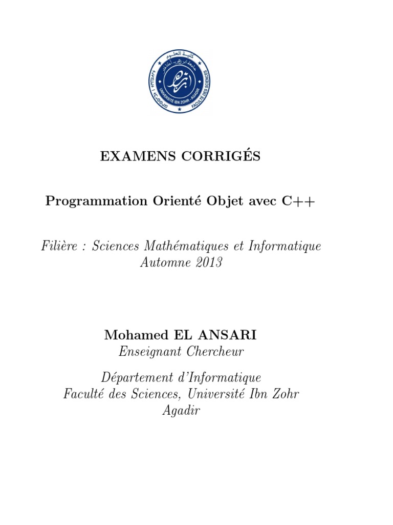 Exam Corrig | PDF | Programmation | Constructeur (programmation)
