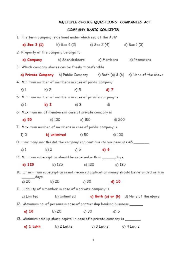 Mcq Comp Law Pdf Preferred Stock Privately Held Company 