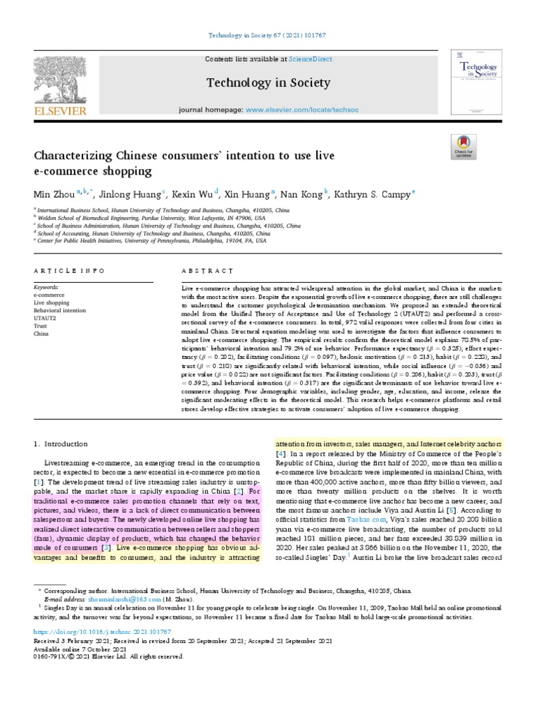 (OG) Characterizing Chinese Consumers Intention To Use Live Ecommerce ... (OG) Characterizing Chinese Consumers Intention To Use Live Ecommerce ...