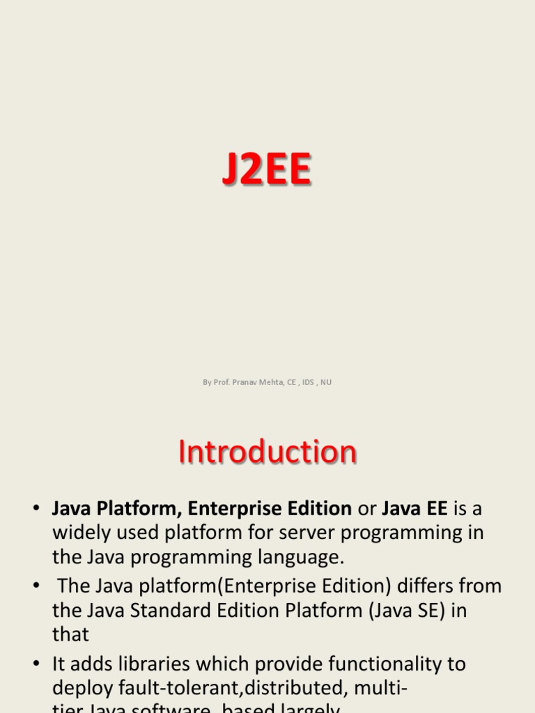 By Prof. Pranav Mehta, CE, IDS, NU | PDF | Java Server Pages | Java Platform