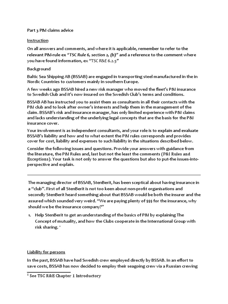 Assignment Part 3 P&I | PDF | Insurance Assignment Part 3 P&I | PDF | Insurance