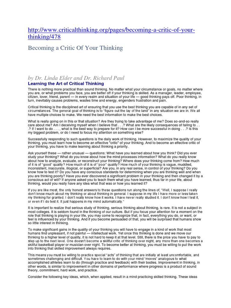 Critical Thinking Notes | Download Free PDF | Thought | Critical Thinking