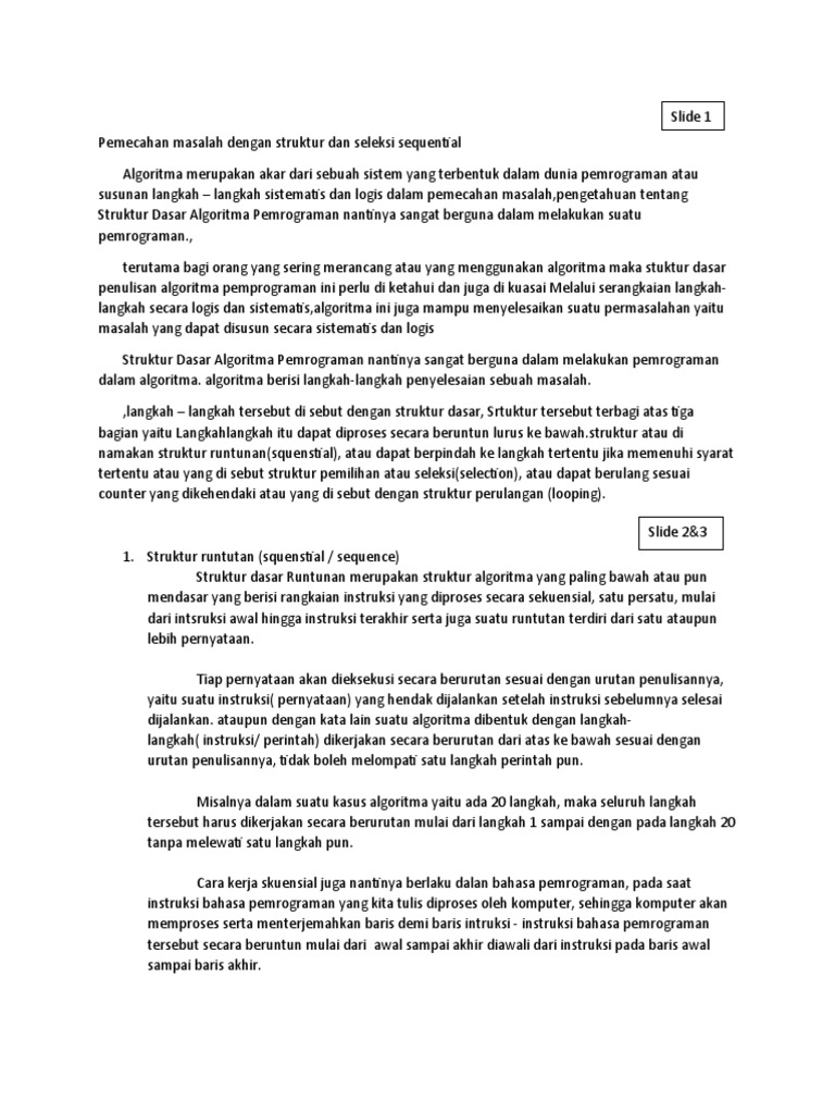 Pemecahan Masalah Dengan Struktur Dan Seleksi Sequential | PDF