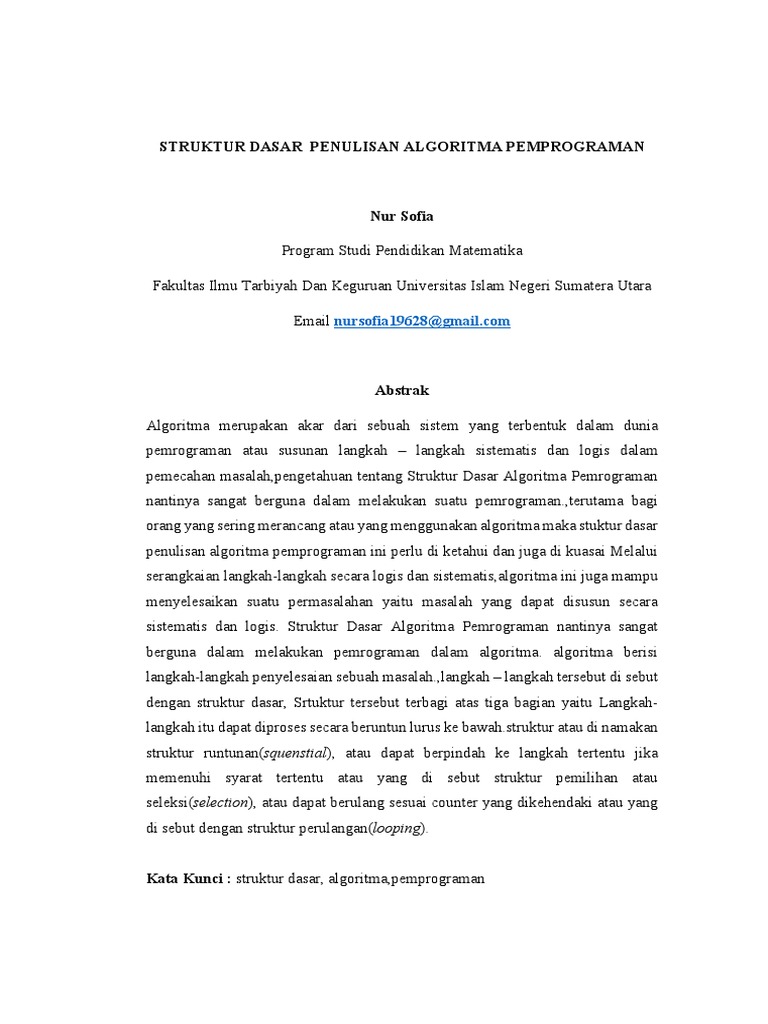 Artikel - Algoritma - Nur Sofia | PDF
