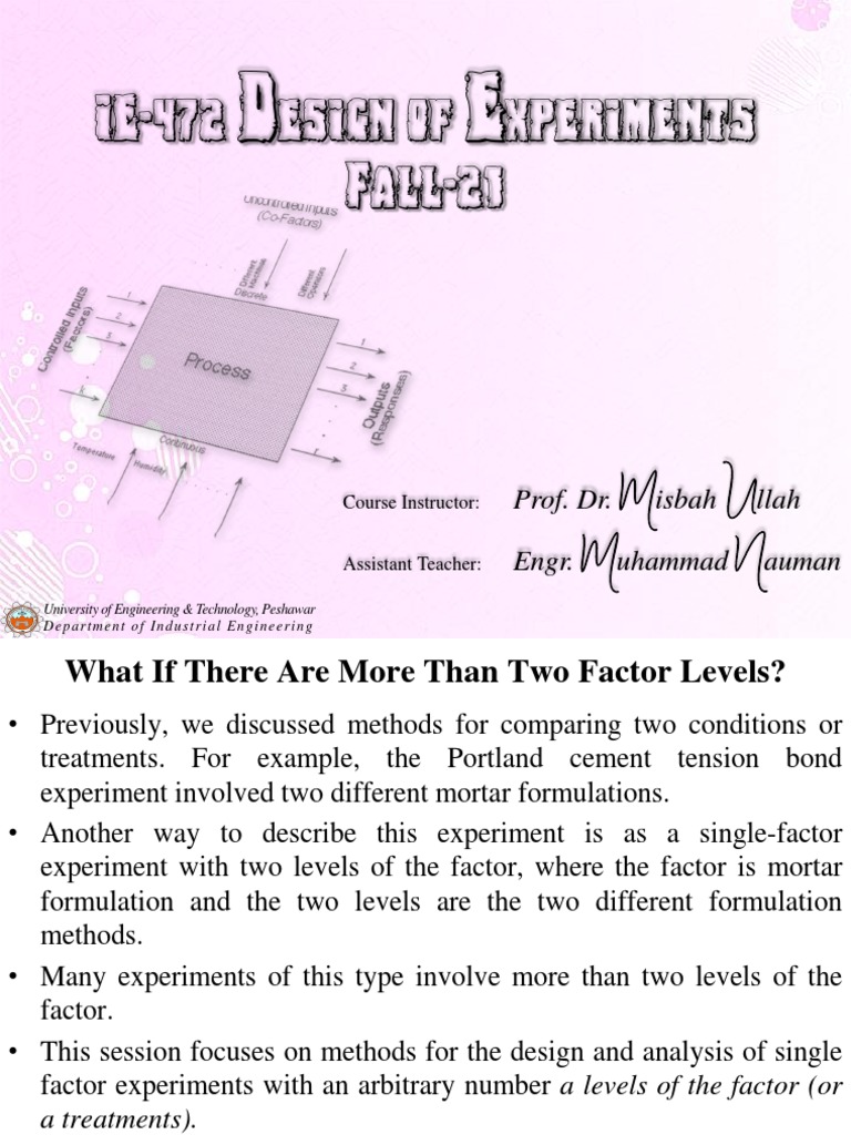 Chapter No. 03 Experiments With A Single Factor - The Analysis of Variance (Presentation) | PDF ...