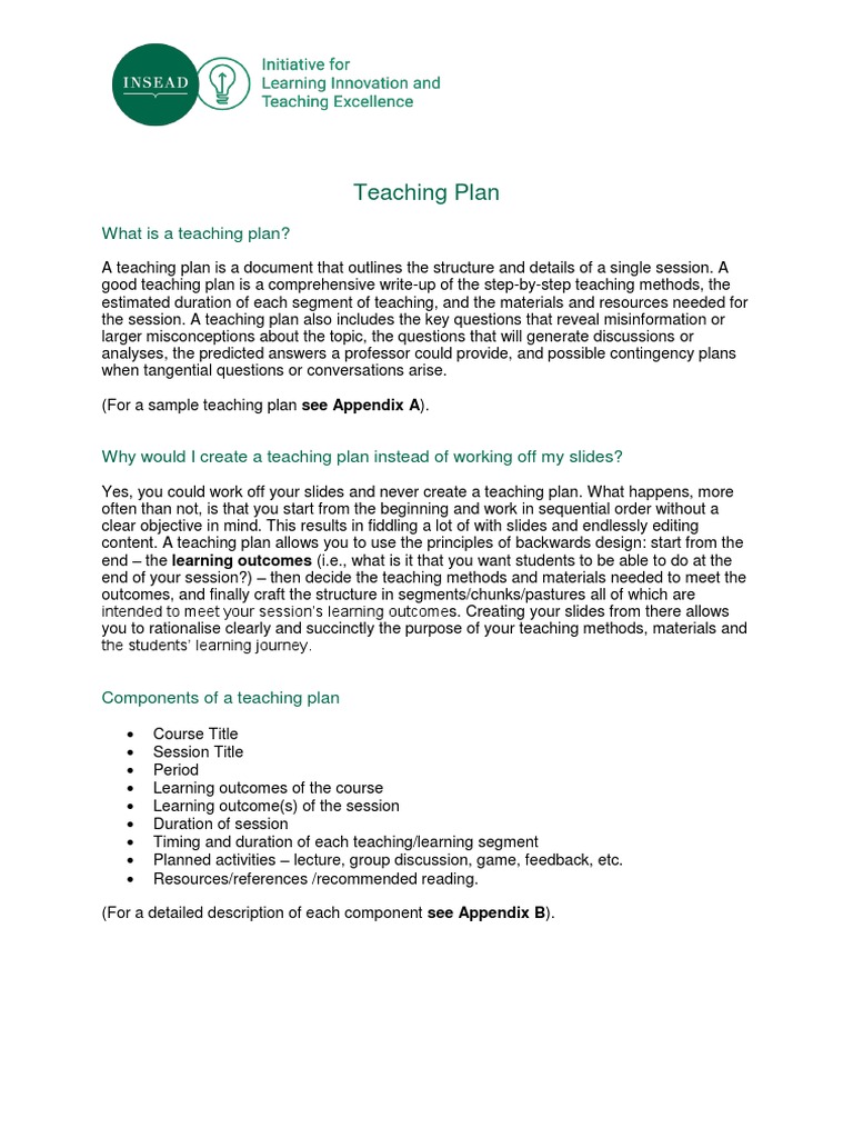 Teaching Plan Format | PDF | Learning | Teaching Method