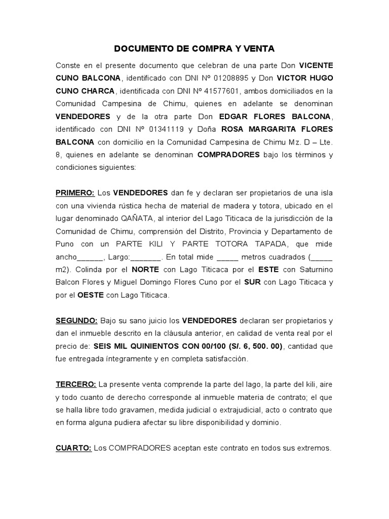 Documento de Compra y Venta de Isla | PDF