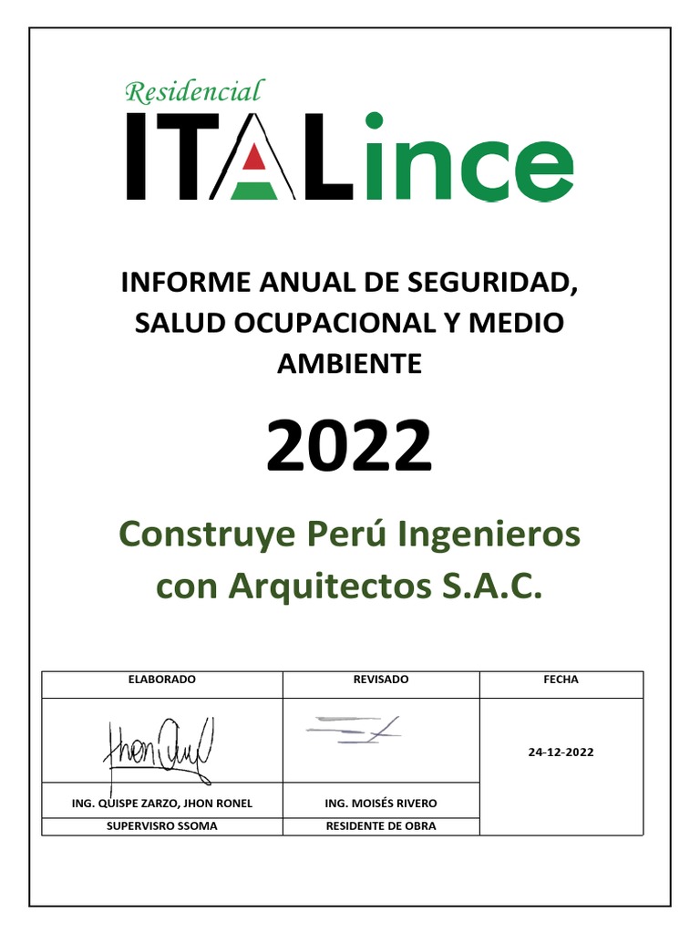 Informe Anual de Seguridad | PDF | Seguridad y salud ocupacional | Ciencias de la Salud