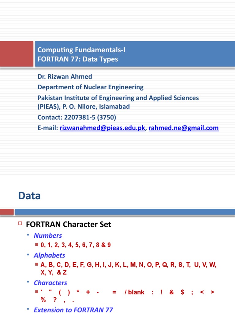 Lec-04 Fortran Data Types | PDF | Data Type | Significant Figures Lec-04 Fortran Data Types | PDF | Data Type | Significant Figures