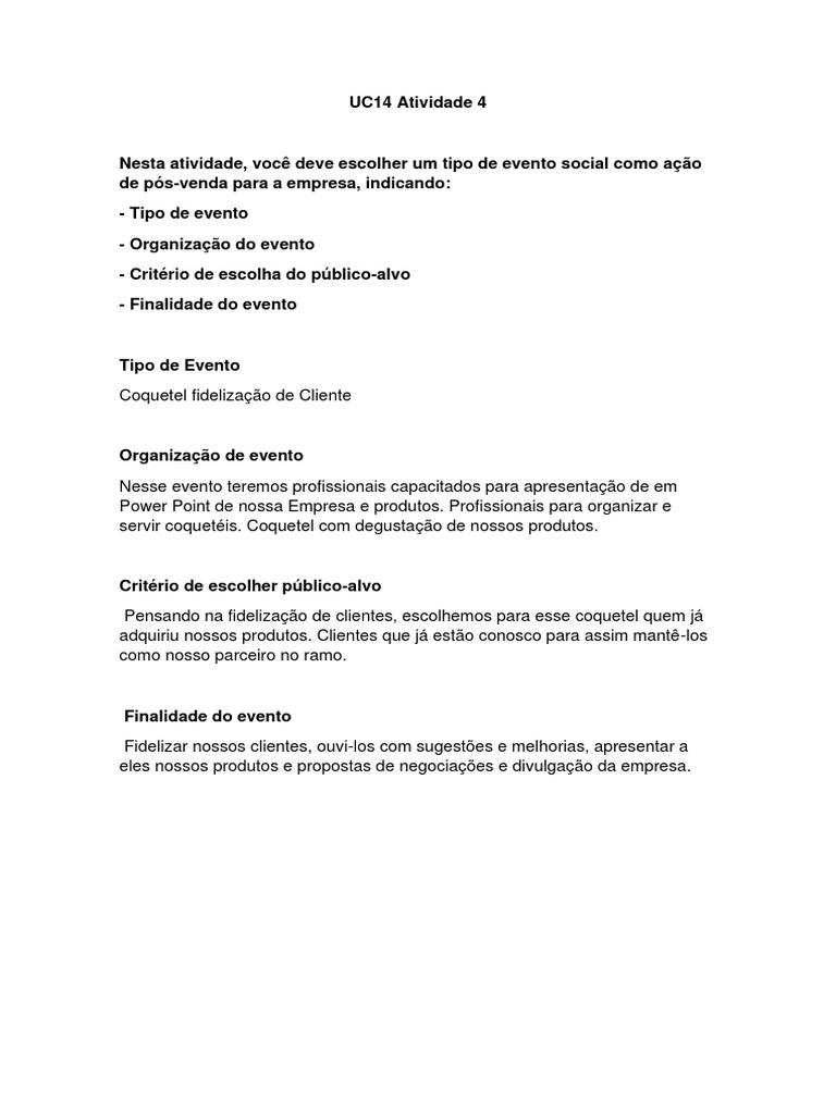UC14 Atividade 4 | PDF