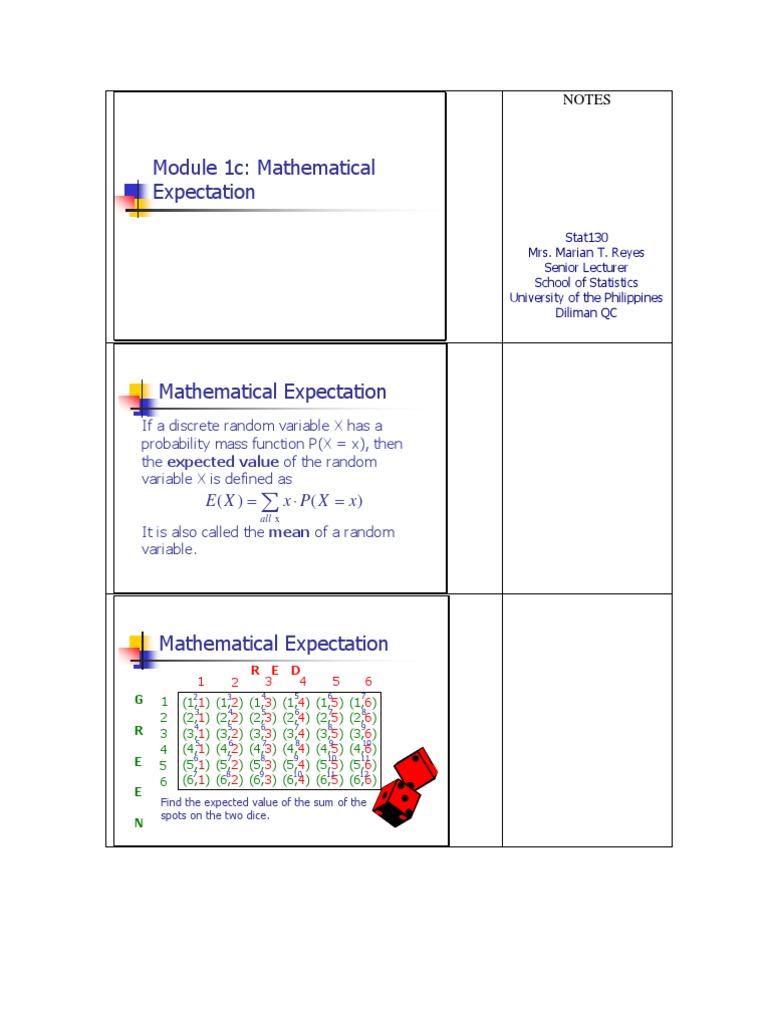 Stat 130 Module 1 Cslides | PDF | Expected Value | Variance