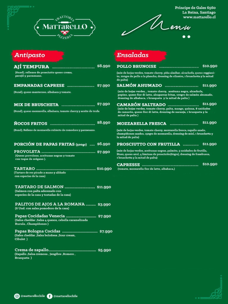 Menu Mattarello | PDF