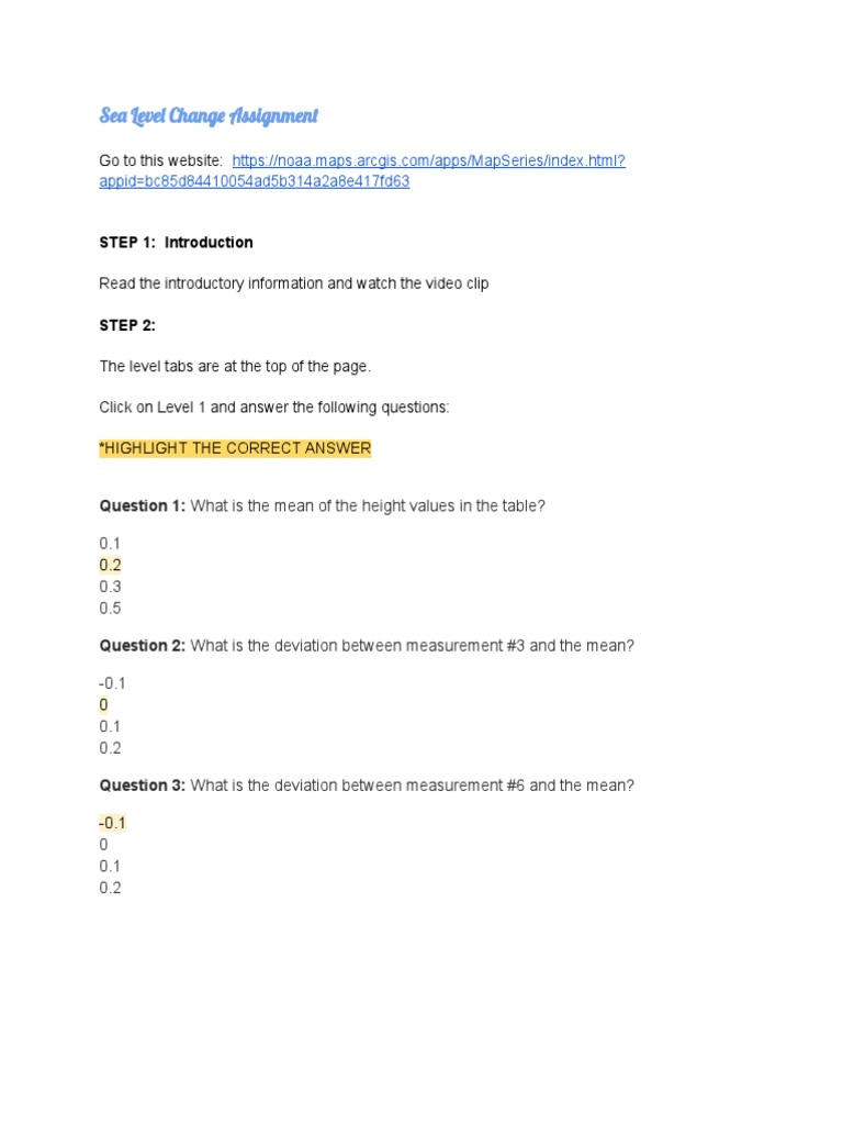 Sea Level Change Assignment | PDF | Tide | Moon