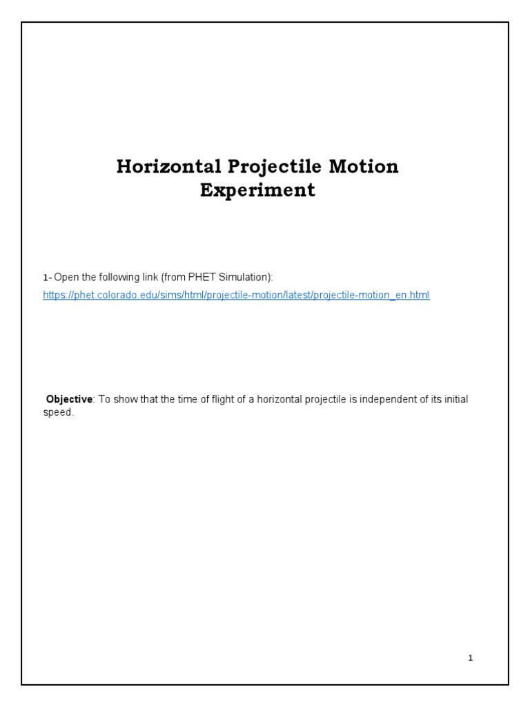 Horizontal Projectile Motion | PDF