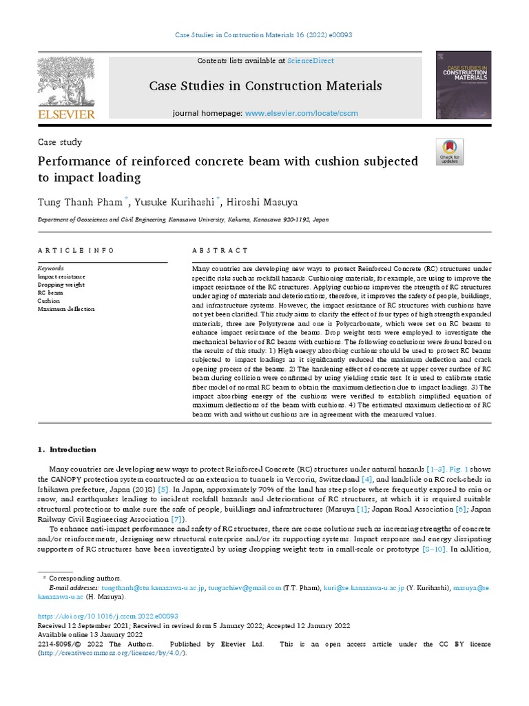 Performance of Reinforced Concrete Beam For Impact Load | PDF ...