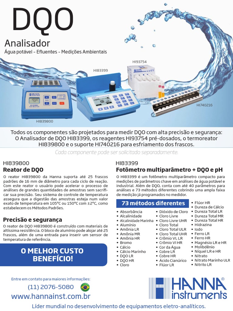 Folheto DQO - Hanna Instruments Brasil | PDF | Alcalinidade | Reator ...