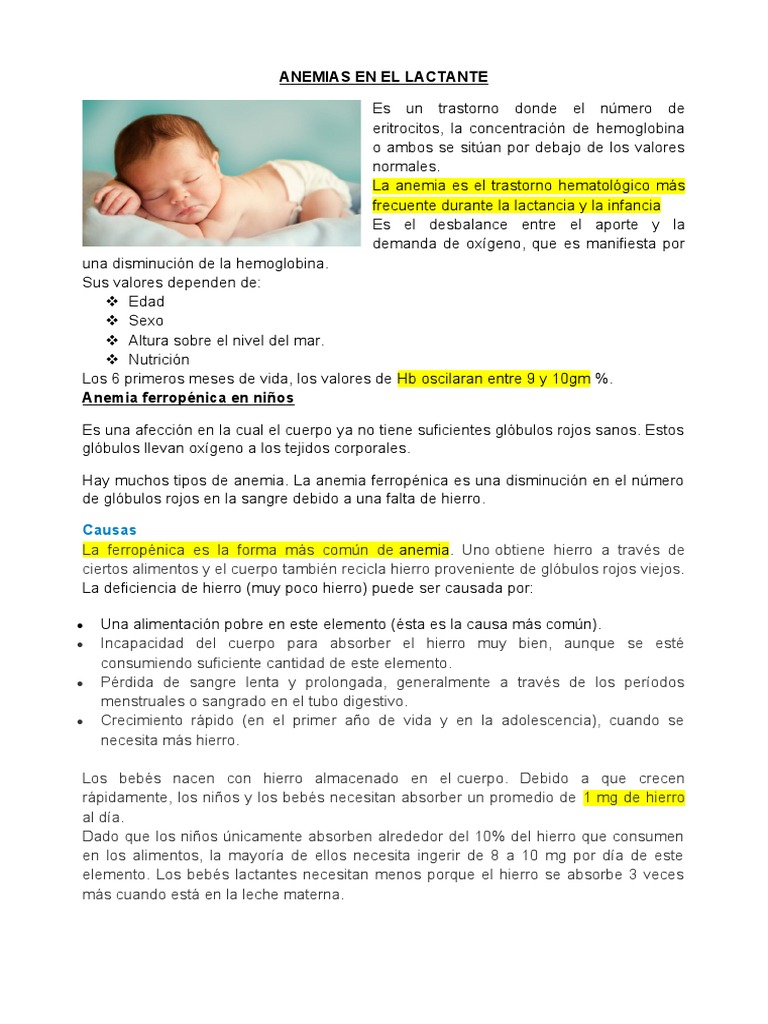 Anemias en El Lactante | PDF | Anemia | Glóbulo rojo
