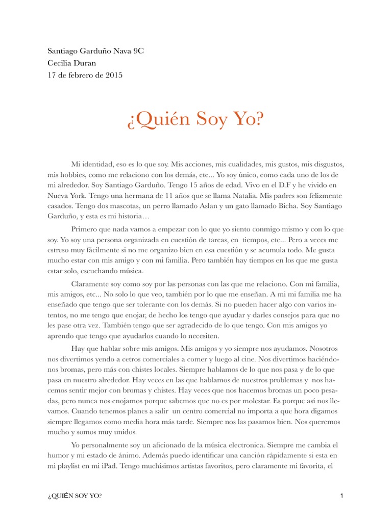 ¿Quién Soy Yo - Santiago Garduño (Ensayo) | PDF