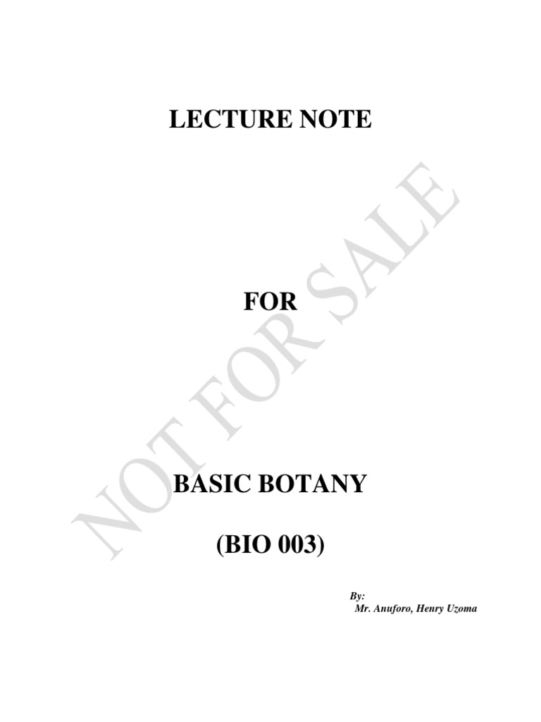 Lecture Note - Basic Botany - BIO 003-1 | PDF | Osmosis | Stoma