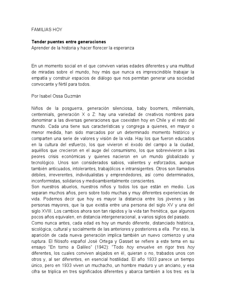 FAMILIAS: Tender Puentes Entre Generaciones | PDF | Vejez | Verdad